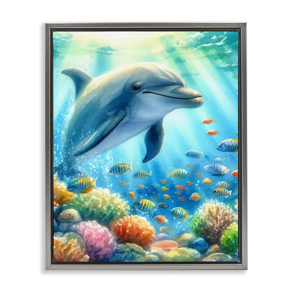 Stupell Industries Majestic Dolphin Underwater by LSR Design Studio ...