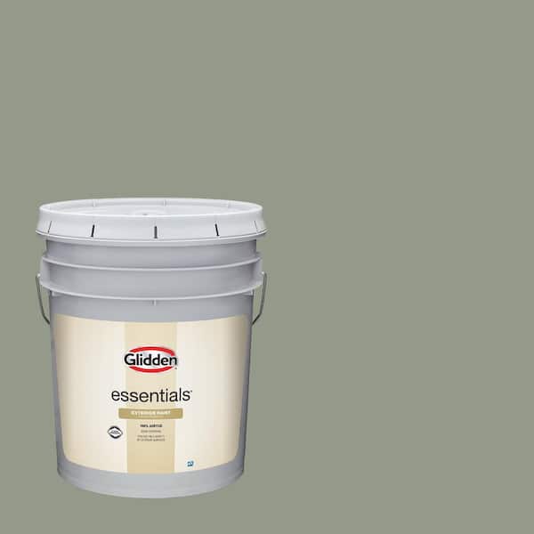 Glidden Essentials 5 gal. PPG1128-5 Green Tea Leaf Satin Exterior Paint ...