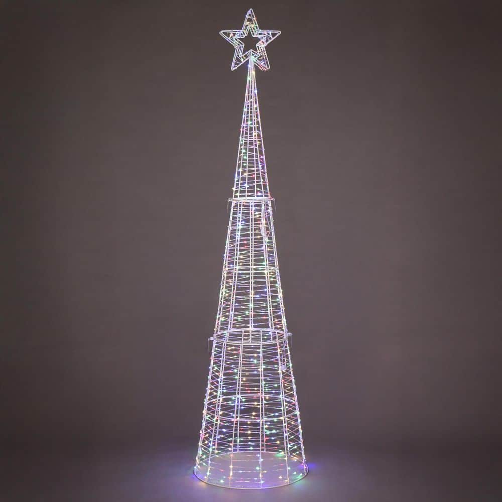 CAPHAUS 6 ft. Pre-Lit LED Cone Tree Artificial Christmas Tree with 720 ...