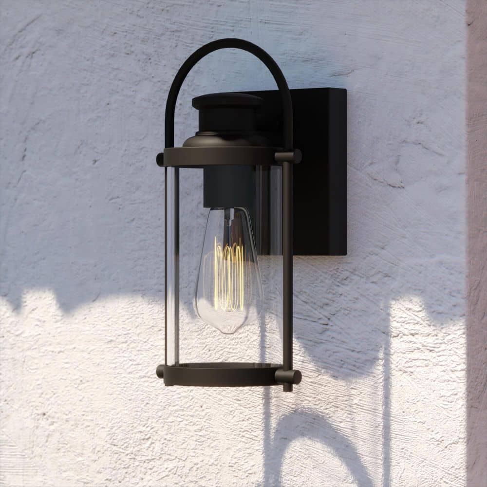 VAXCEL Winfield 1 Light Dusk to Dawn Matte Black Outdoor Wall Lantern ...