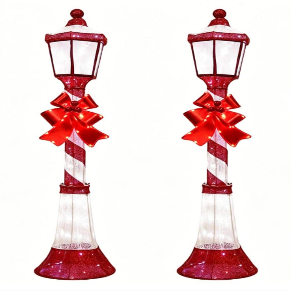Starfree 2-Piece 5 FT. Outdoor Christmas Decoration Lamp Post with Cool ...