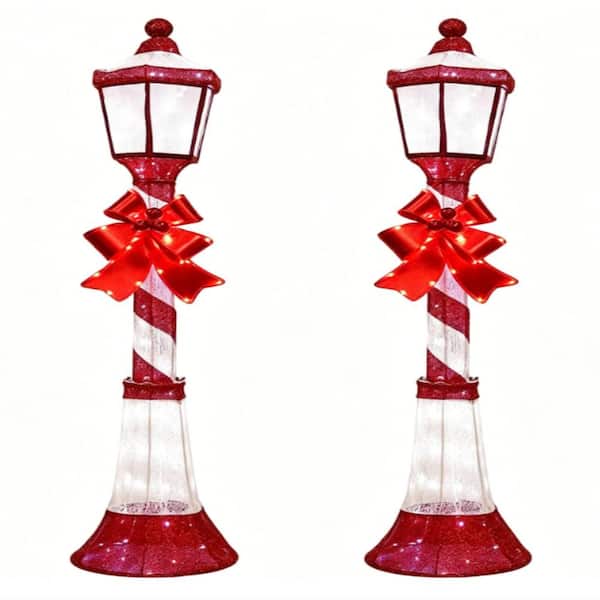 Starfree 2-Piece 5 FT. Outdoor Christmas Decoration Lamp Post with Cool ...