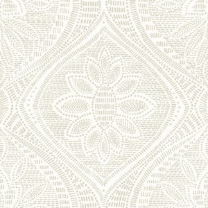 A-Street Prints Scout Floral Ogee Grey Textured Paper Wallpaper Sample ...