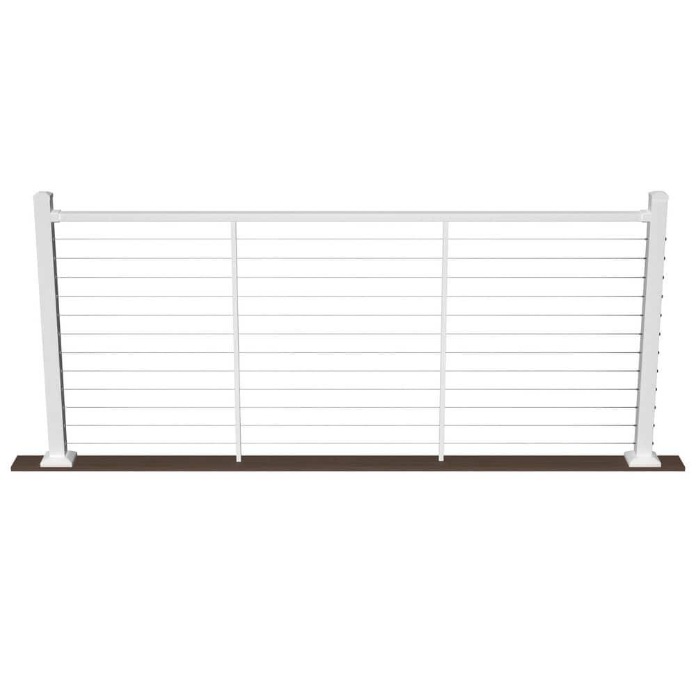 Deckorators Cable Rail 42 in. x 8 ft. Textured White Aluminum ...