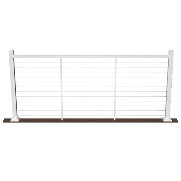 Deckorators Cable Rail 42 in. x 8 ft. Textured White Aluminum ...