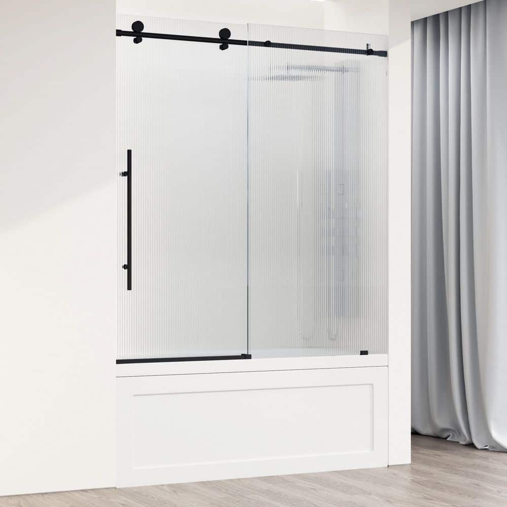 Reviews for VIGO Elan E-Class 56 to 60 in. W x 66 in. H Sliding Frameless Tub Door in Matte ...