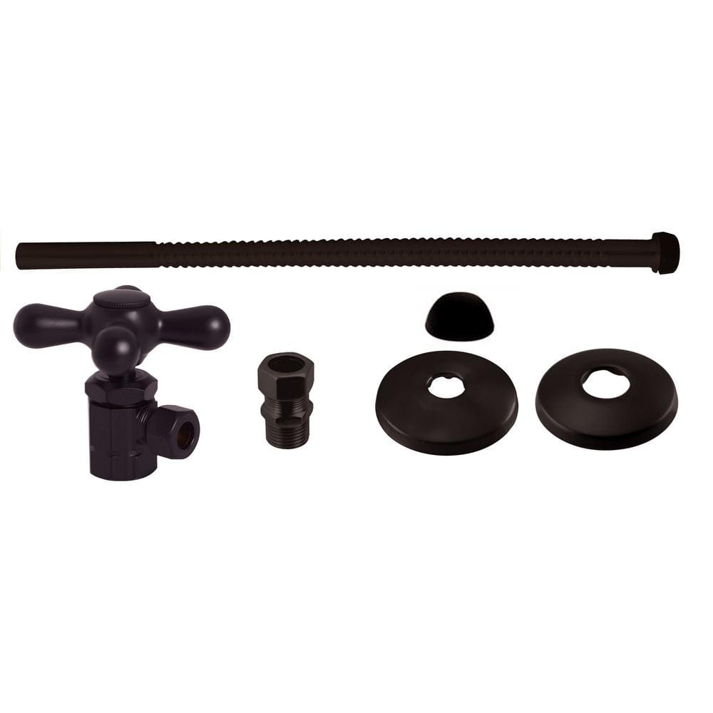 Westbrass Toilet Kit with Cross Handle Angle Stop Valve, 12 in ...