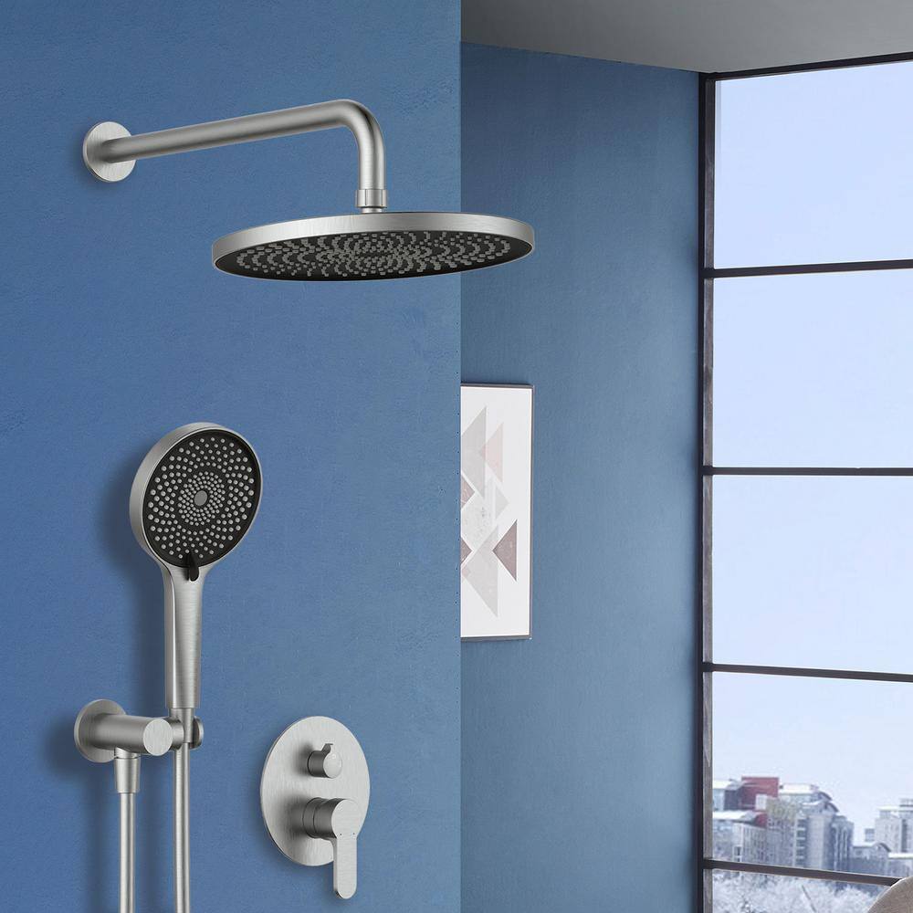 UPIKER 3-Spray Patterns with 1.8 GPM 10 in. Tub Wall Mount Dual Shower ...