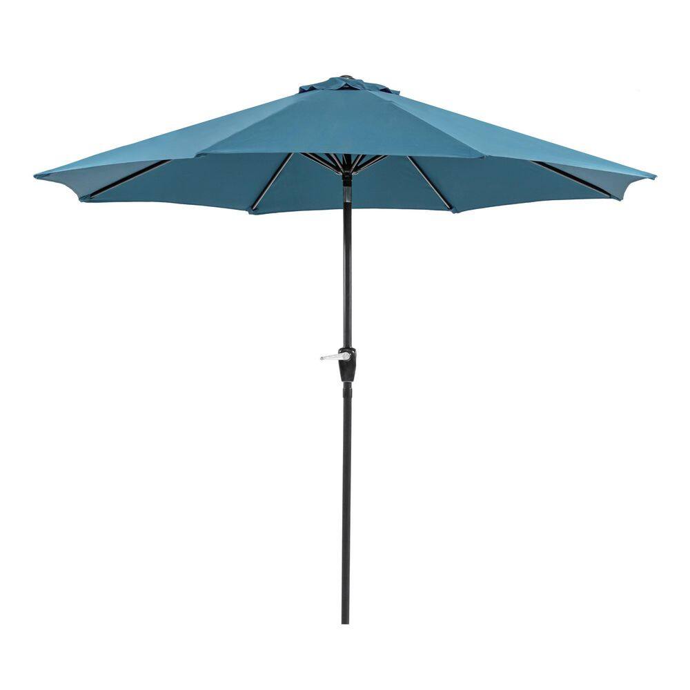Gtnali 9 ft. Metal Patio Umbrella in Blue with 21 in. Round Base LA-LY ...