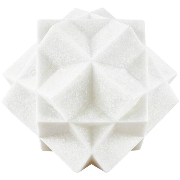 Litton Lane 7 in. White Polystone Dimensional Ball Geometric Sculpture ...