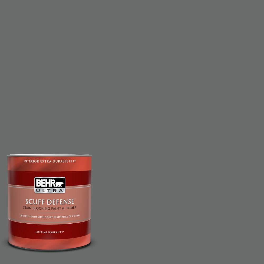 BEHR ULTRA 1 qt. #770F-5 Dark Ash Extra Durable Flat Interior Paint ...