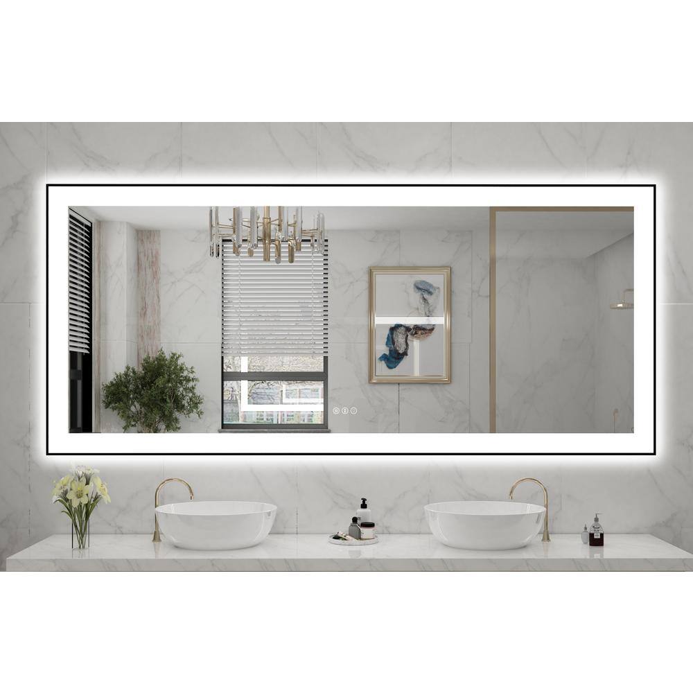 Hpeytaire 72 in. W x 32 in. H Rectangular Aluminum Framed Backlit and ...