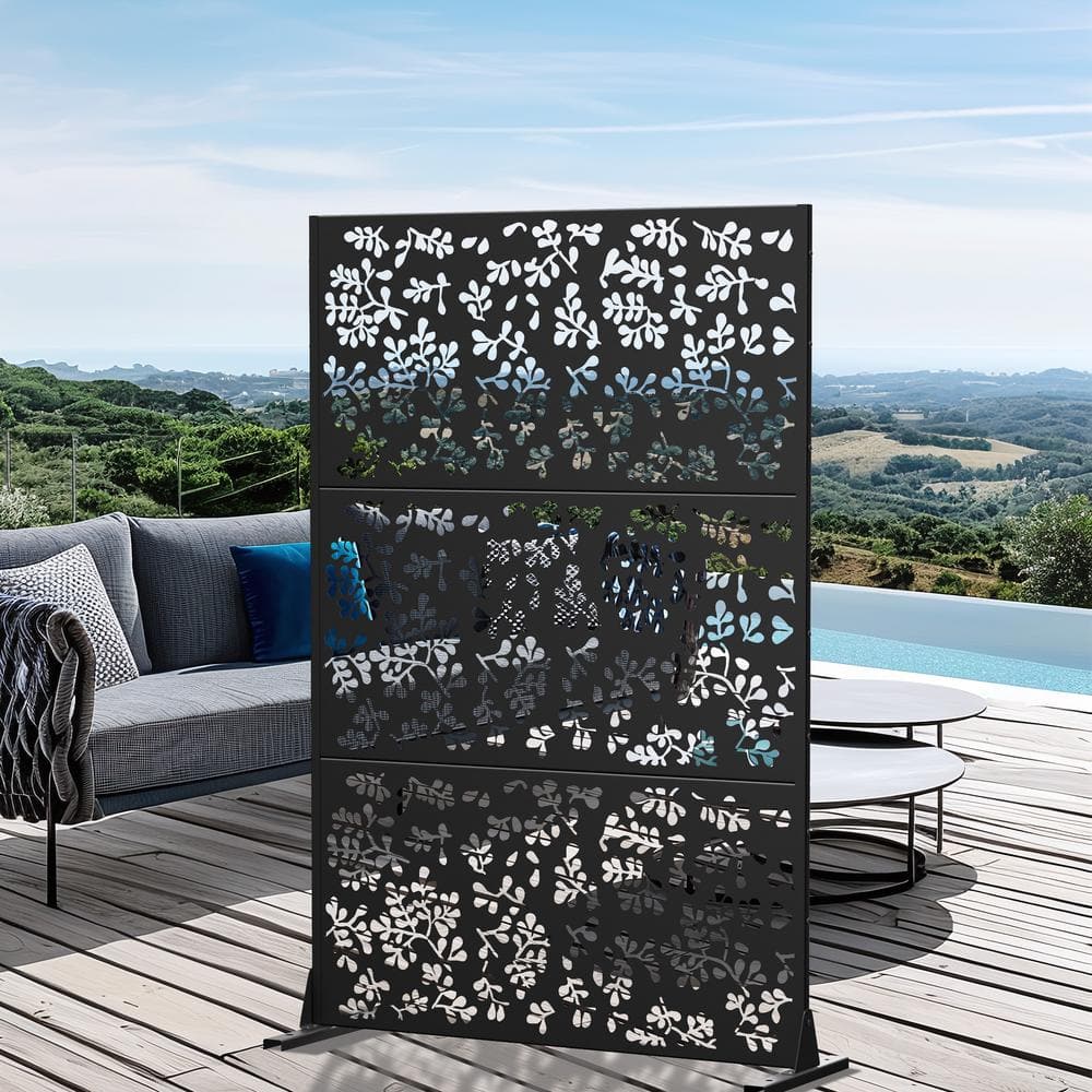 Dovelina 72 in. Davy Metal Outdoor Garden Fence Privacy Screen Garden ...