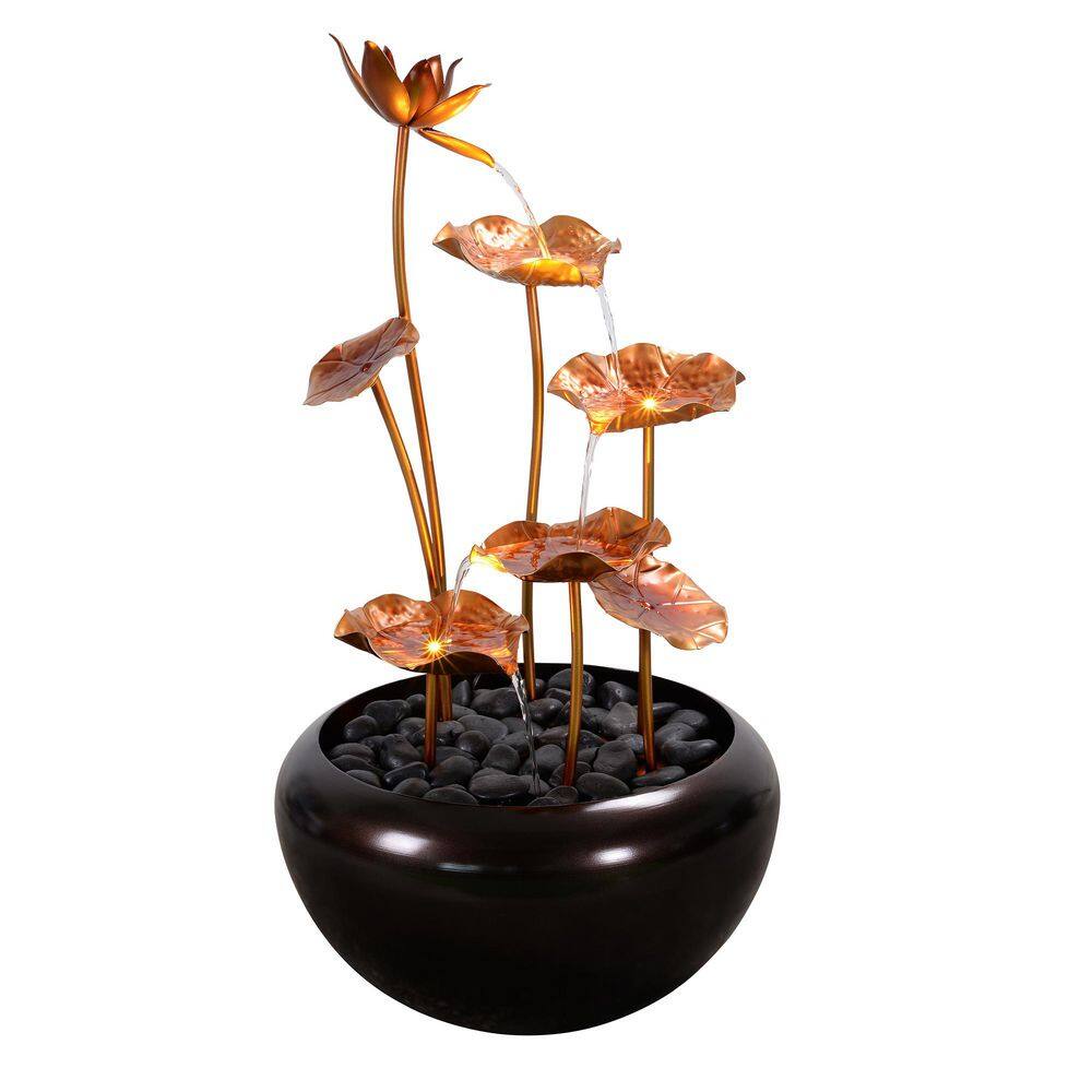 HI-LINE GIFT LTD. 31.5 in Galvanized Metal Waterfall Fountain with 4 ...