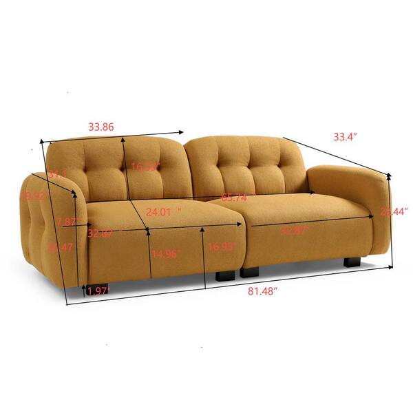 J E Home 81.48 in Wide Flared Arm Teddy Velvet Mid Century Modern Rectangle Reclining Sofa in Brown GD W2677S00001