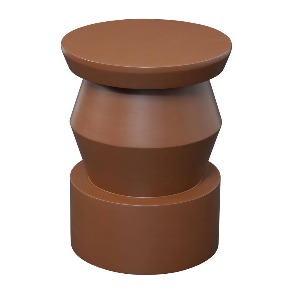 Steve Silver Allen 14 in. Terracotta Brown Wood Round End/Side Table ...