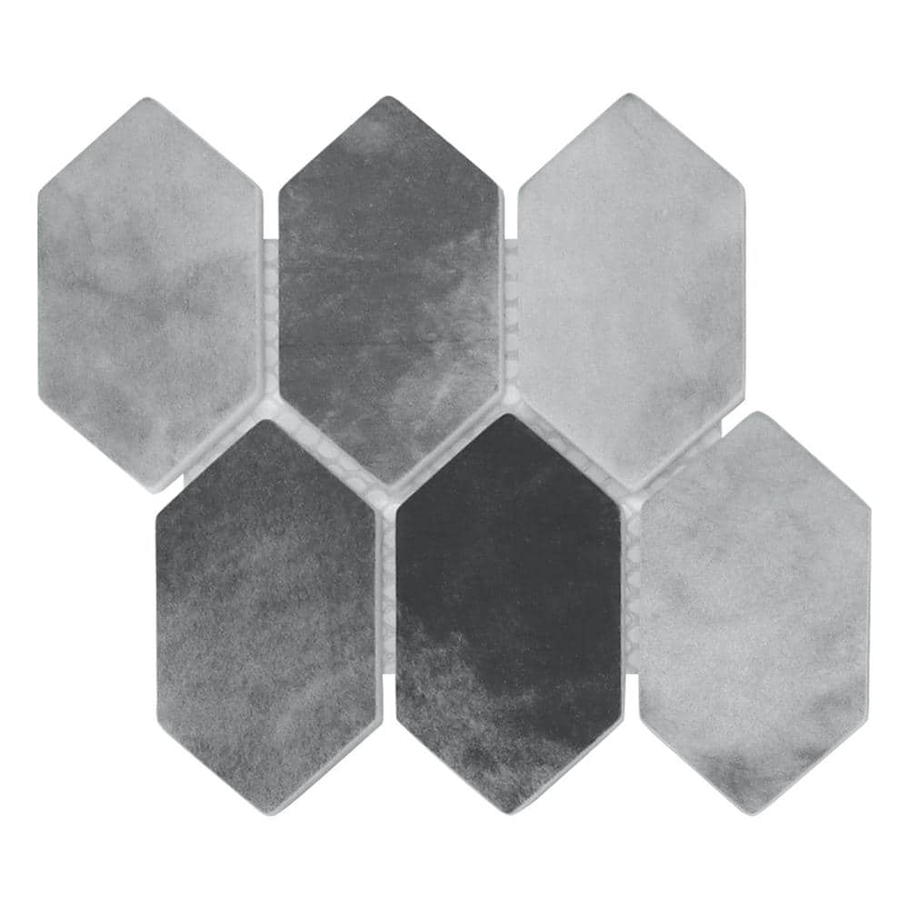 sunwings Picket 6 in. x 6 in. Gray Mix Long Hexagon Recycled Glass ...