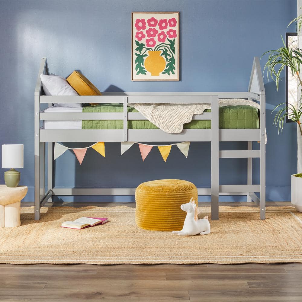 Walker Edison Furniture Company Contemporary Grey Solid Wood Twin Low ...