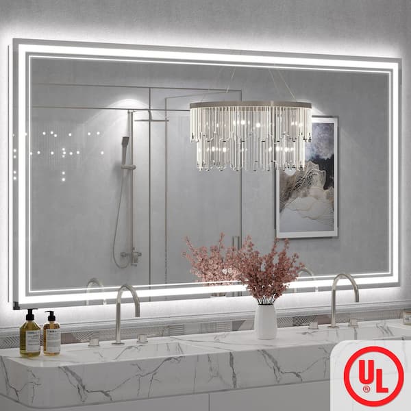 Apmir 72in.Wx40in.H Rectangular Frameless UL Certified Front and Back ...