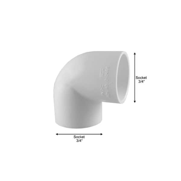 410 Series PVC Pipe Fitting - 90° Reducing Street Ell - 3/4×1/2