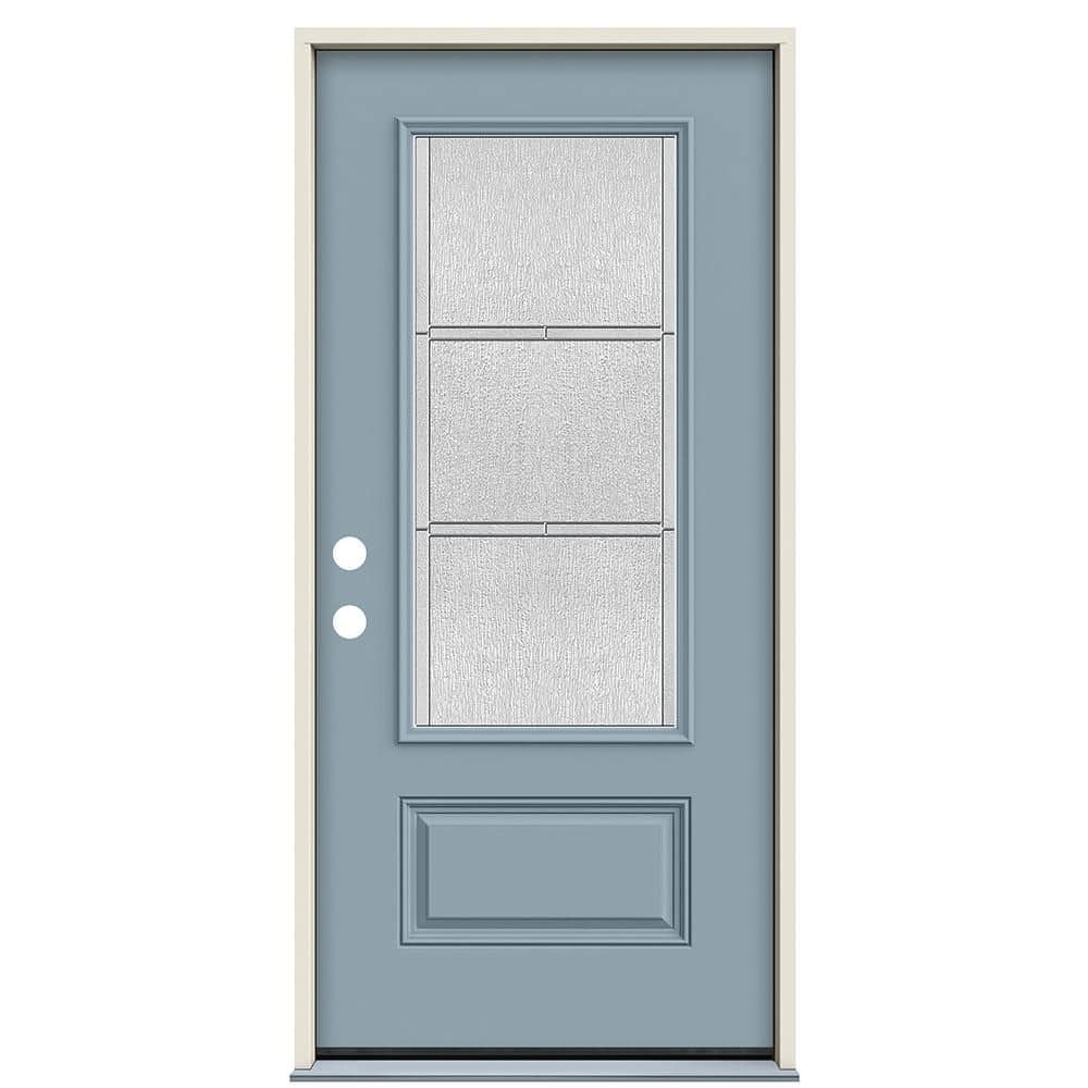 JELD-WEN 36 in. x 80 in. Right-Hand 3/4-Lite Eastfield Decorative Glass ...