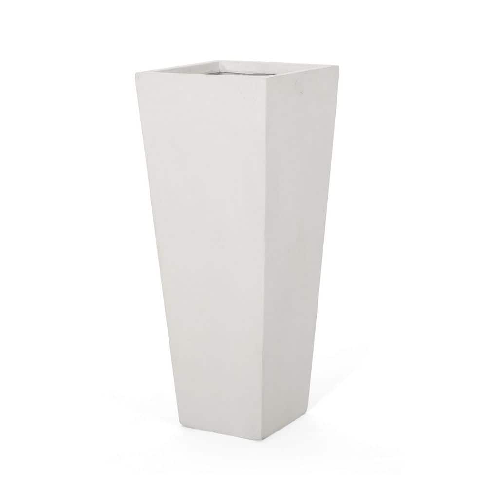 33 in. Matte White MgO Cast Stone Rectangular Planter (1-Pack ...