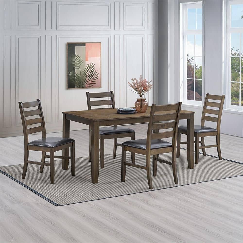 Acme Furniture Zola Walnut Wood 47 in. 4 Legs Dining Table Seats 4 ...