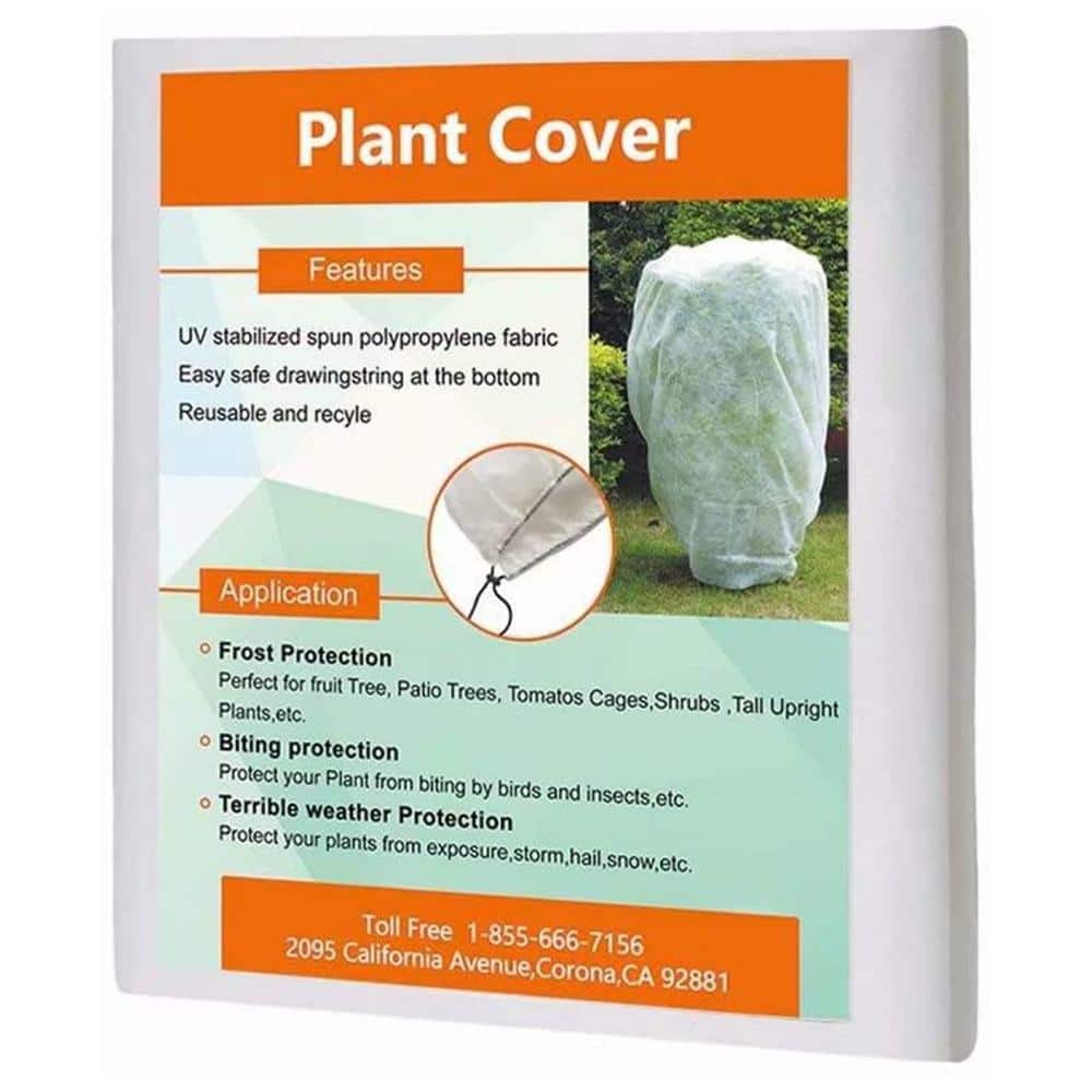 Agfabric 80 in. x 70 in. 0.9 oz. Warm Plant Cover Winter Protection Bag ...