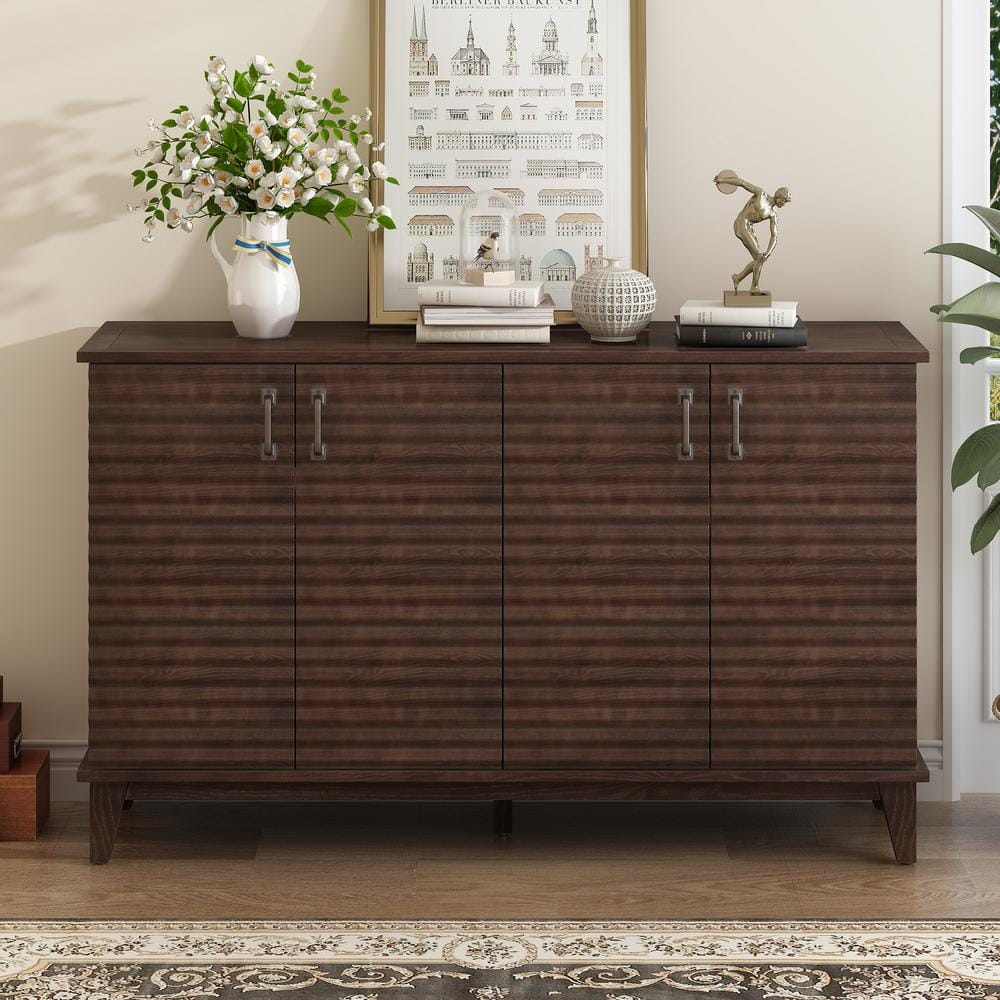 Boosicavelly Espresso and MDF 60 in. Sideboard with Adjustable Shelves ...
