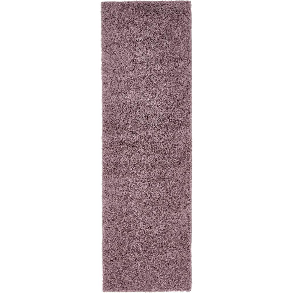 Unique Loom Studio Solid Shag Mauve 2' 0 x 6' 7 Runner Rug 3132716 ...