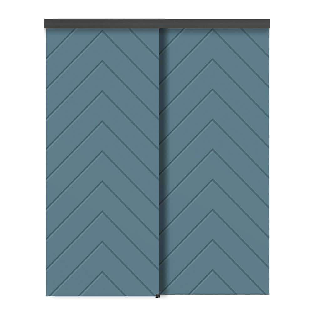 CALHOME 48 in. x 80 in. Hollow Core Dignity Blue Stained Composite MDF ...