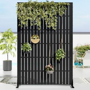 Dovelina 47 in. x 72 in. Black Textured Metal Garden Screens Outdoor ...