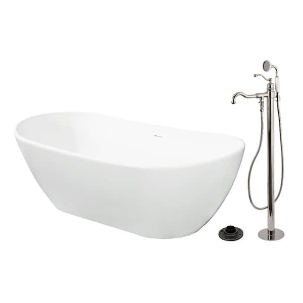 Kingston Brass Arcticstone 71.4 in. x 32.3 in. Surface White Stone ...