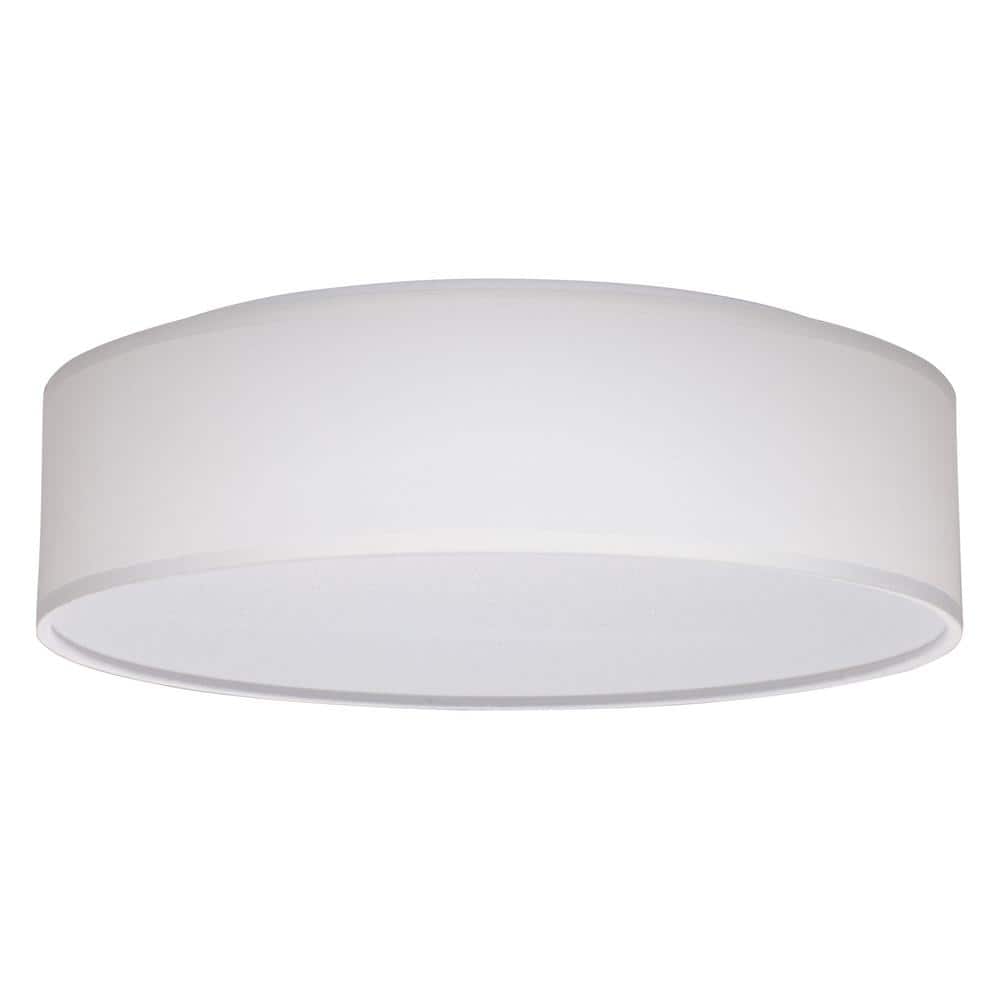SATCO 15 in. White Contemporary Integrated LED Flush Mount with Fabric ...
