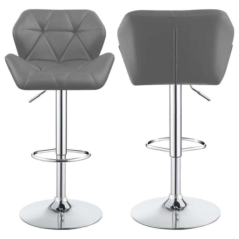 Coaster 25 in. H Grey and Chrome Low Back Metal Frame Adjustable Bar ...