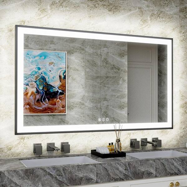 TOOLKISS 60 in. W x 36 in. H Rectangular Framed LED Anti-Fog Wall ...