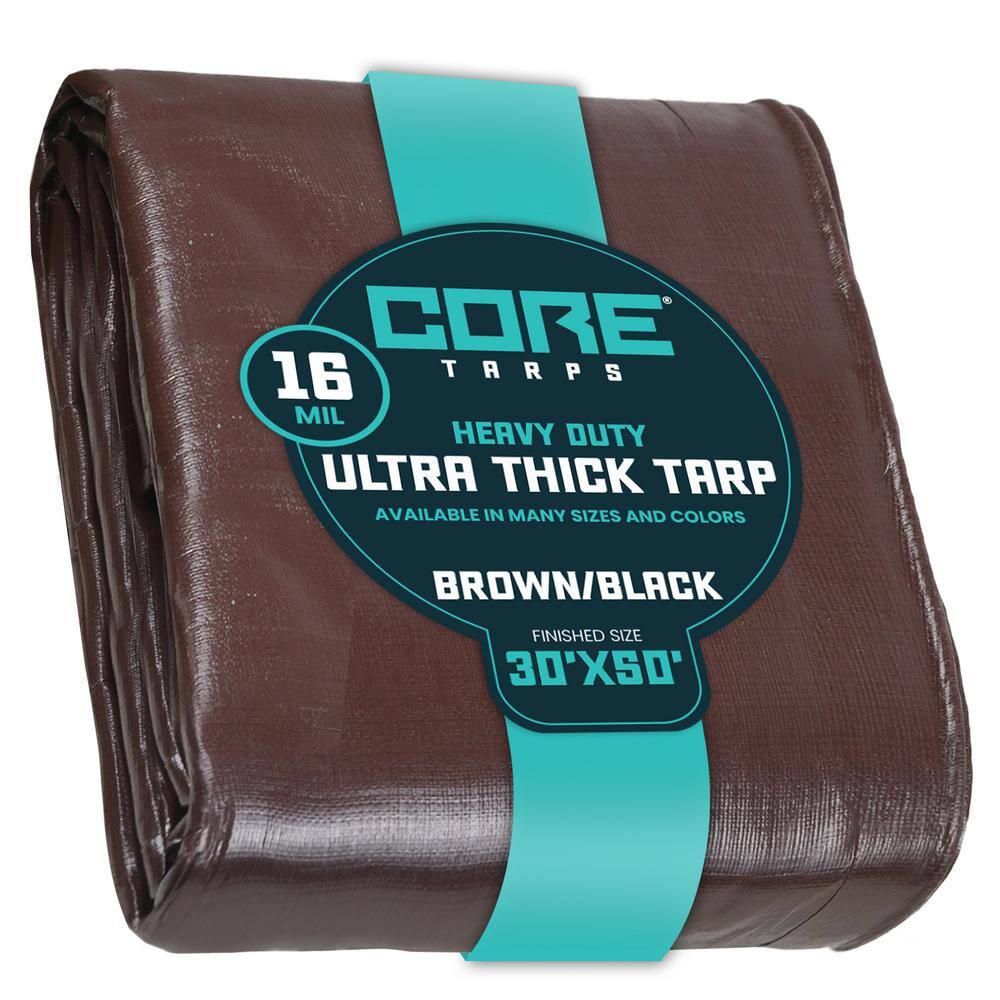 CORE TARPS 30 ft. x 50 ft. Brown/Black 16 Mil Heavy Duty Polyethylene ...
