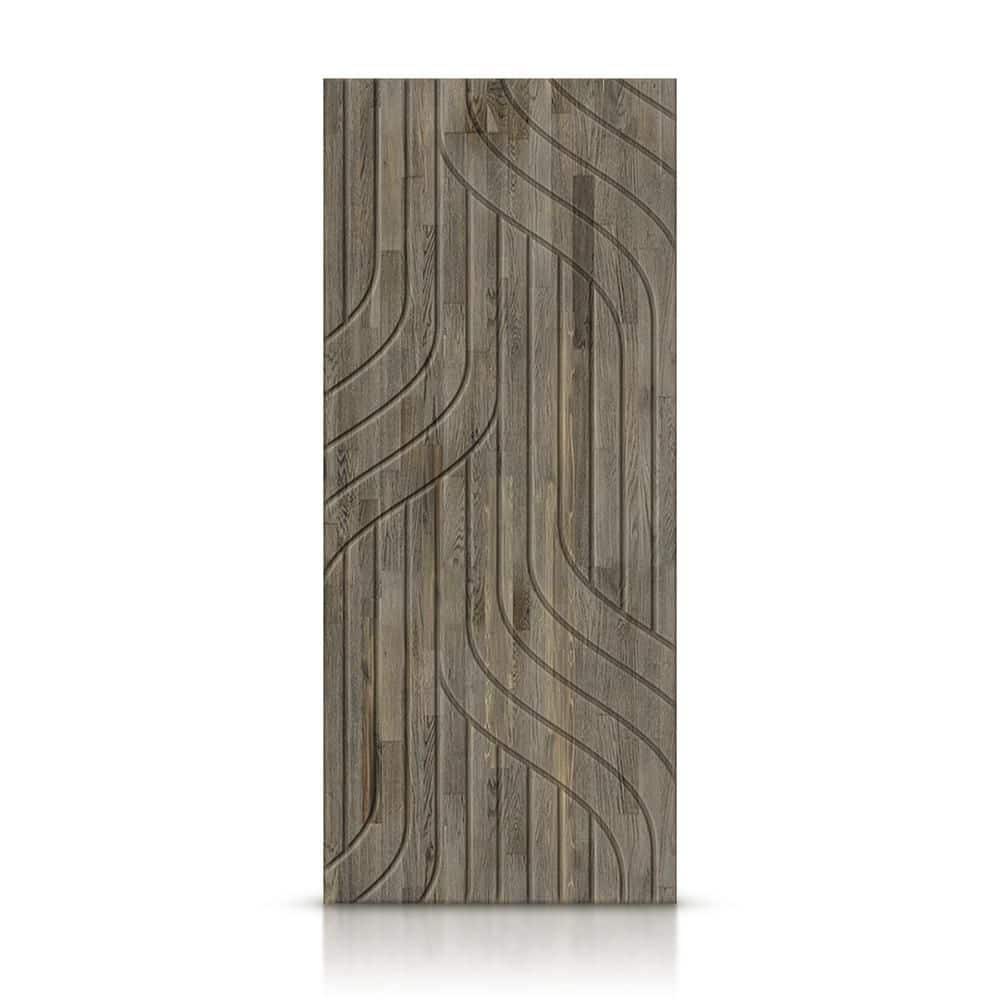 CALHOME 36 in. x 84 in. Hollow Core Weather Gray Stained Pine Wood ...