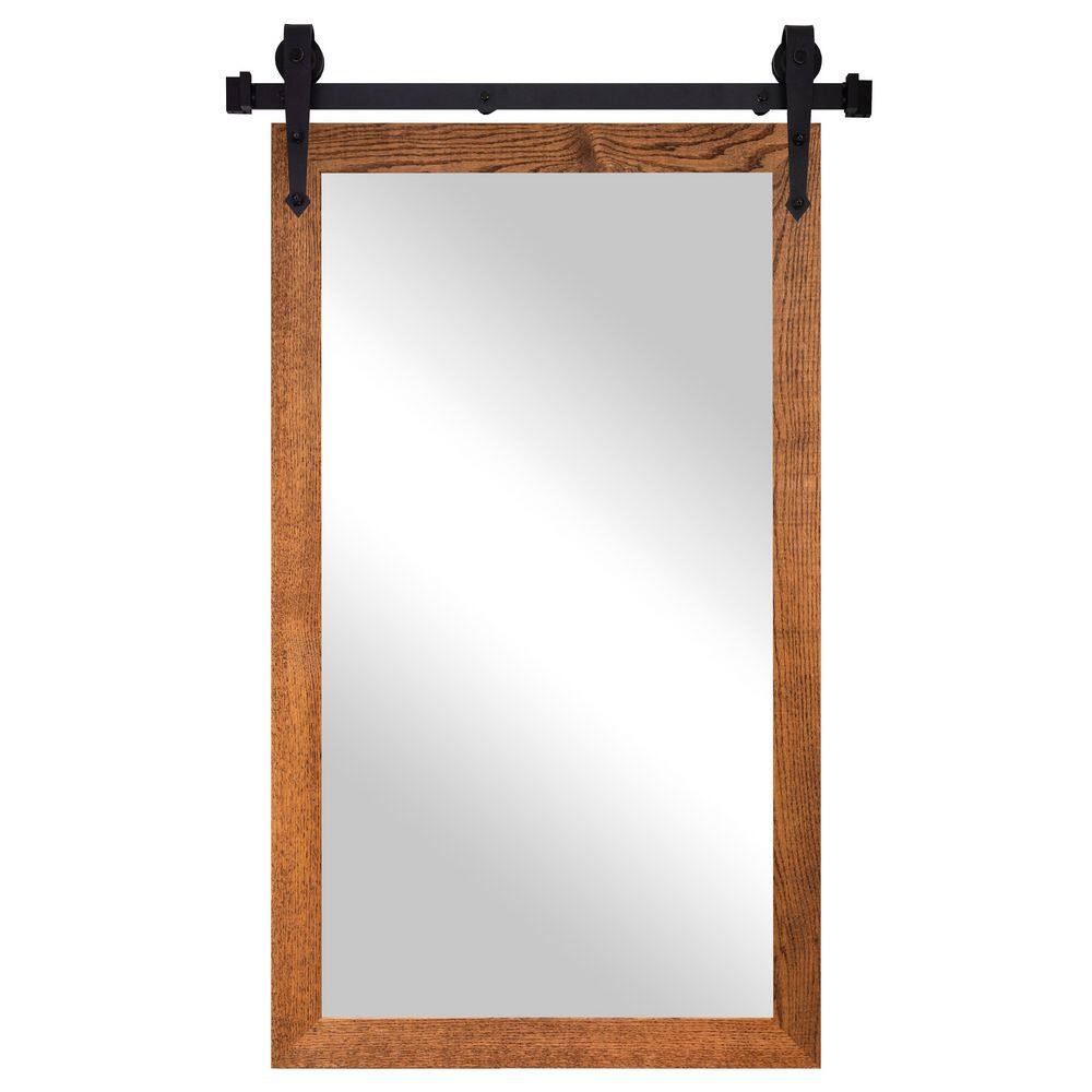 Rayne Mirrors (33 in. W x 54 in. H) Honey Oak Hardwood Mirror with ...