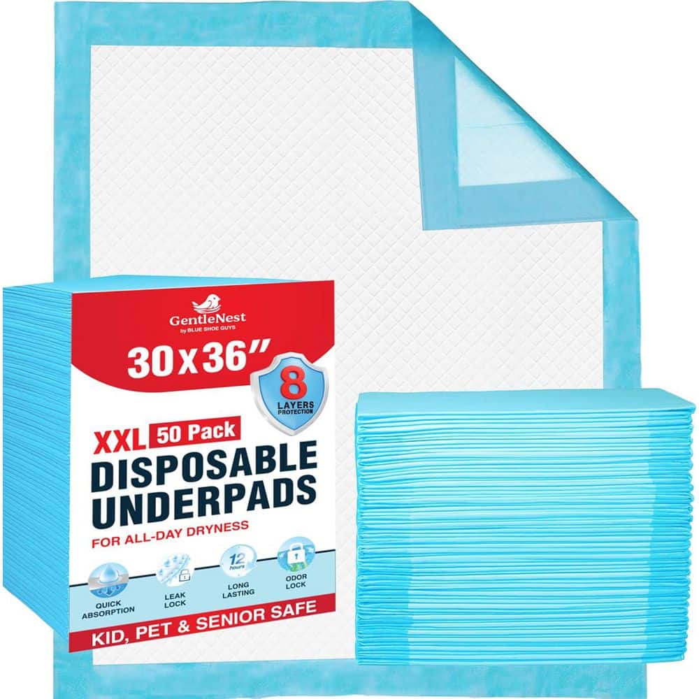 Blue Shoe Guys Disposable Bed Pads 30x36,50-Pack-Super Absorbent ...