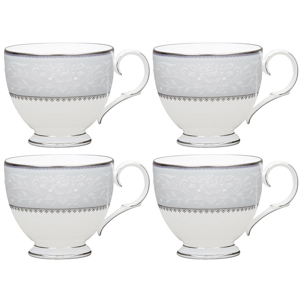 Noritake Brocato 7 fl. oz. (White) Bone China Tea Cups, (Set of 4) 4899 ...