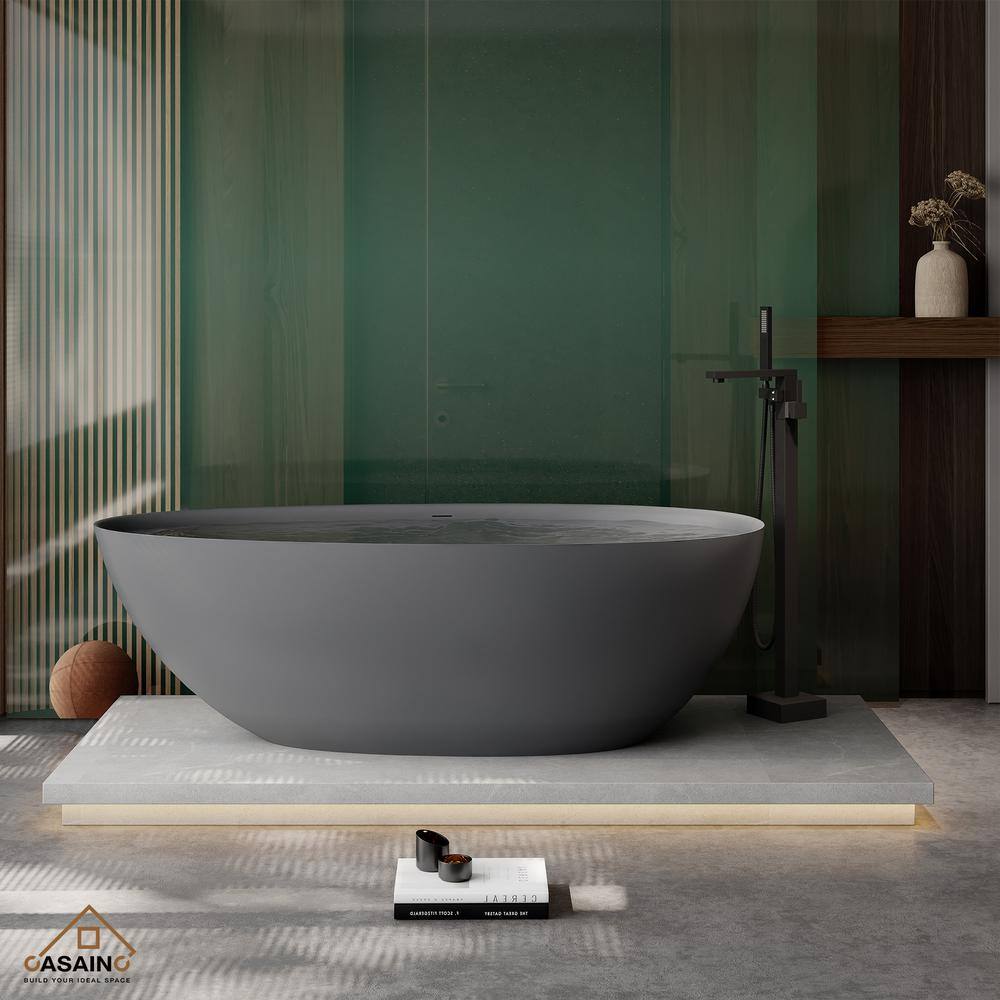 CASAINC 67 in. x 33 in. Soaking Bathtub in Matte Grey CA-10-04267G ...