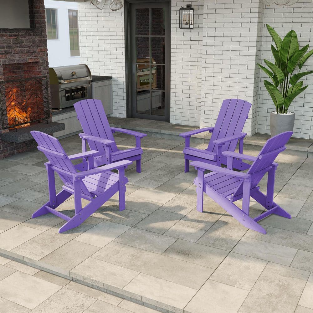 JOYESERY Purple Weather Resistant HIPS Plastic Adirondack Chair for ...