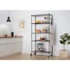 TRINITY Black 5-Tier Rolling Steel Wire Garage Storage Shelving Unit w ...
