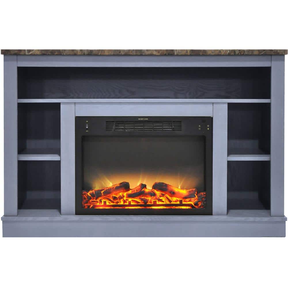 Hanover Oxford 47.8 WFreestanding Electric Fireplace in slate blue with ...
