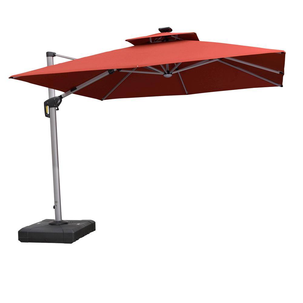 PURPLE LEAF 9 ft. Square Solar Powered LED Patio Umbrella Outdoor ...