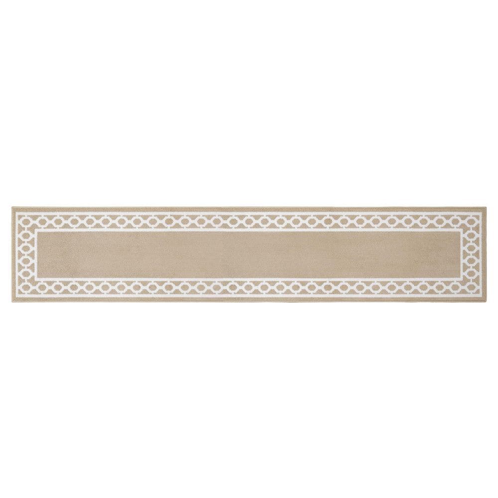 Jean Pierre NEW YORK Machine Washable Non-Skid Beige /White 2.5 ft. x ...