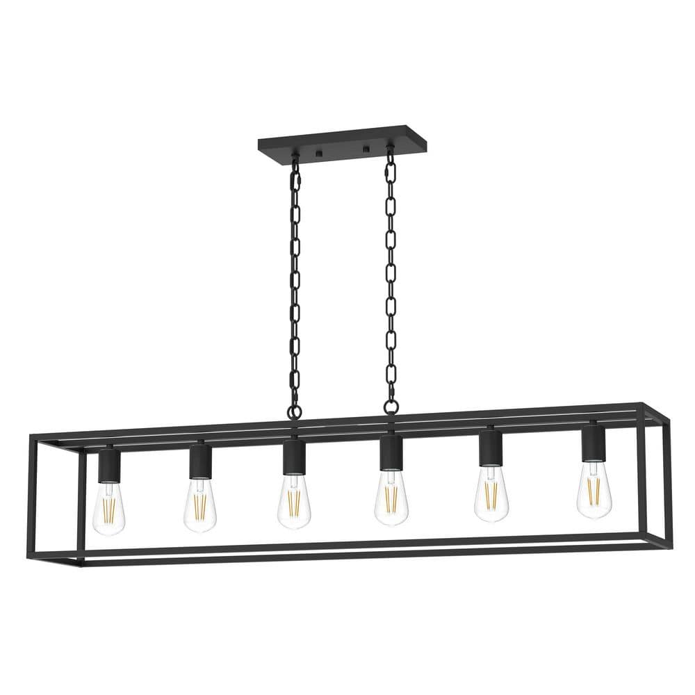 UPC 736054724967 - 6-Light Matte Black Farmhouse Rectangular Chandelier ...