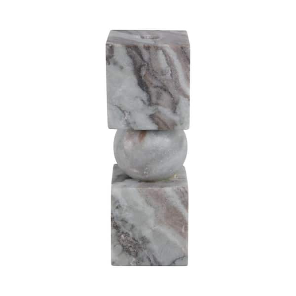 Liv & Skye Ivory 9 in. Stone Chunky Marble Taper Candle Holder 21542-01 ...