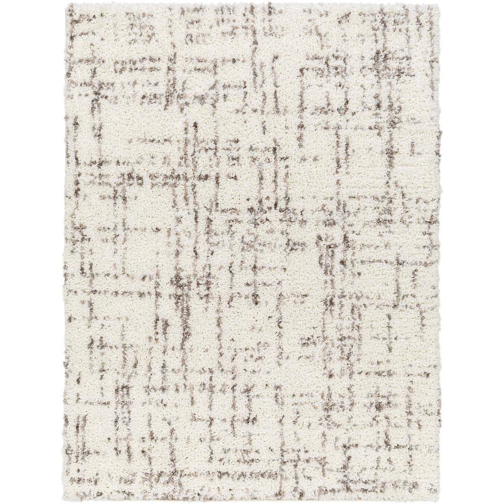 Livabliss Ultra Shag 7 ft. x 10 ft. White/Gray Abstract Indoor Area Rug ...